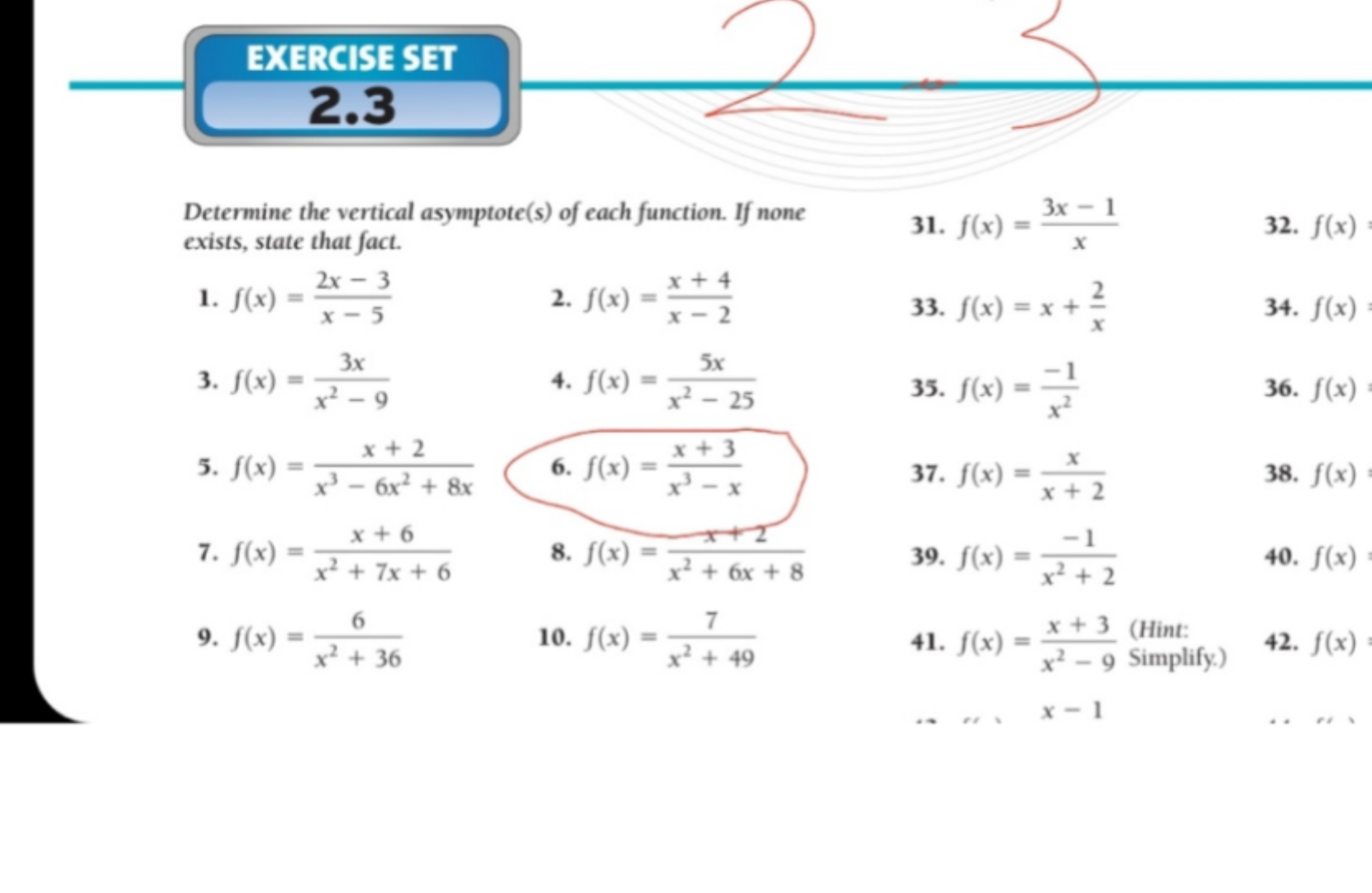 Solved EXERCISE SET 2.3 - 1 31. f(x) = 3x 32. f(x) Determine | Chegg.com