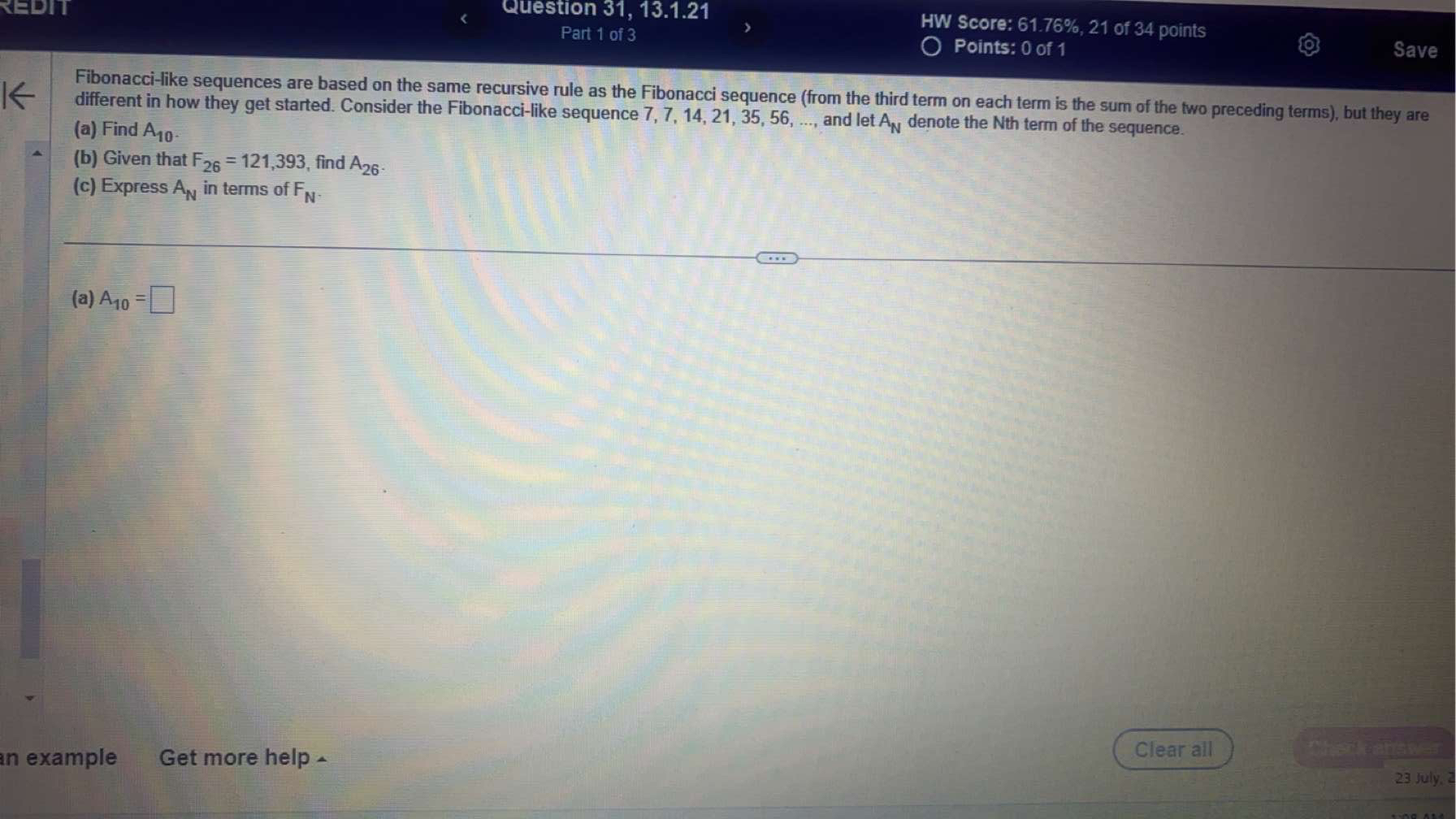 Solved Fibonacci-like sequences are based on the same | Chegg.com
