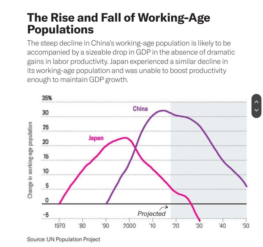 The Rise and Fall of Working-Age Populations The | Chegg.com