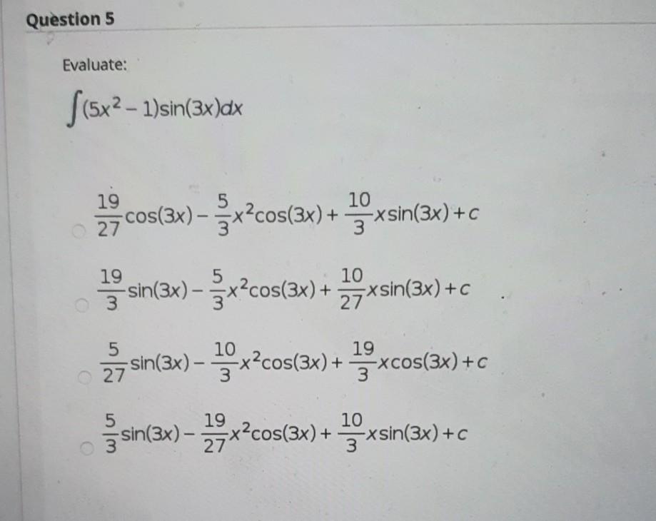 Solved Question 4 6 pol Match the integrals in the left | Chegg.com