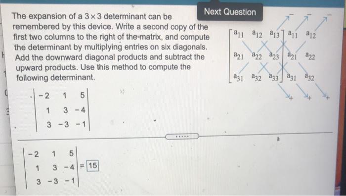 Solved The expansion of a 3 x 3 determinant can be Next | Chegg.com