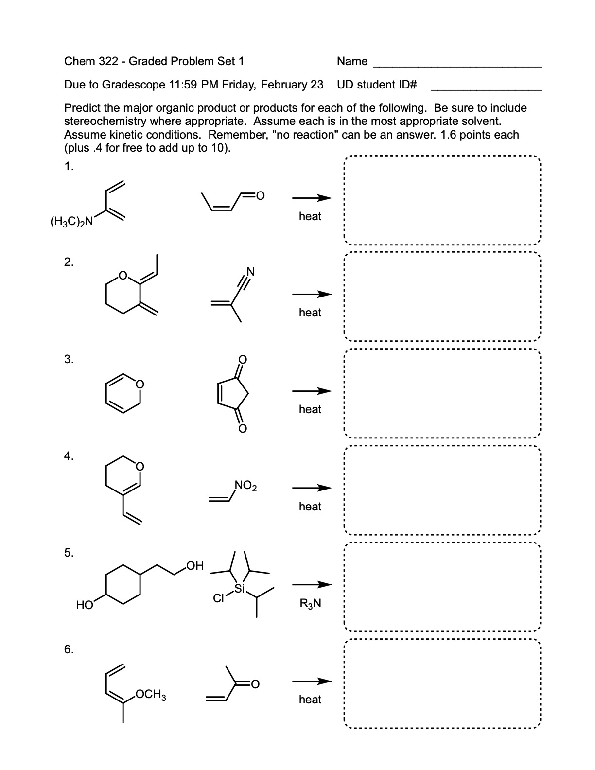 Solved Chem 322 - ﻿Graded Problem Set 1NameDue to Gradescope | Chegg.com