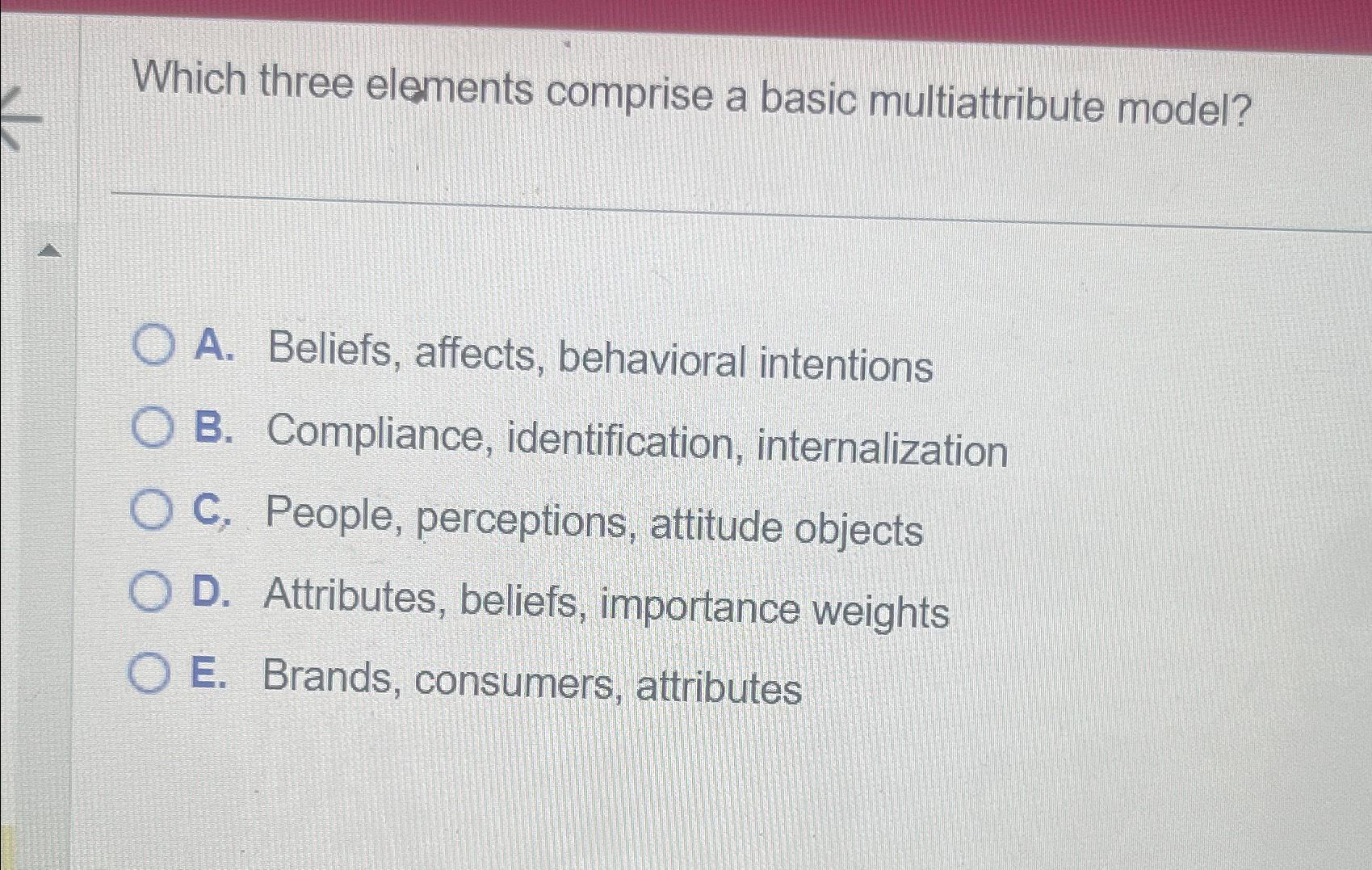 Solved Which three elements comprise a basic multiattribute | Chegg.com