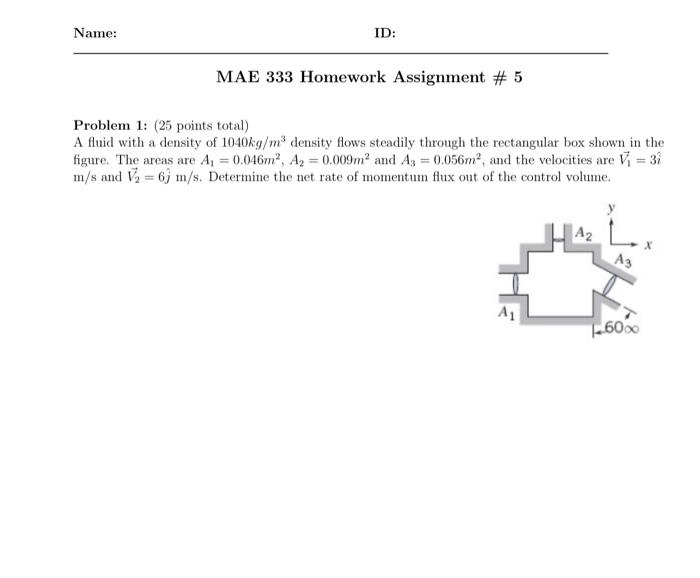 Solved Problem 1: (25 points total) A fluid with a density | Chegg.com