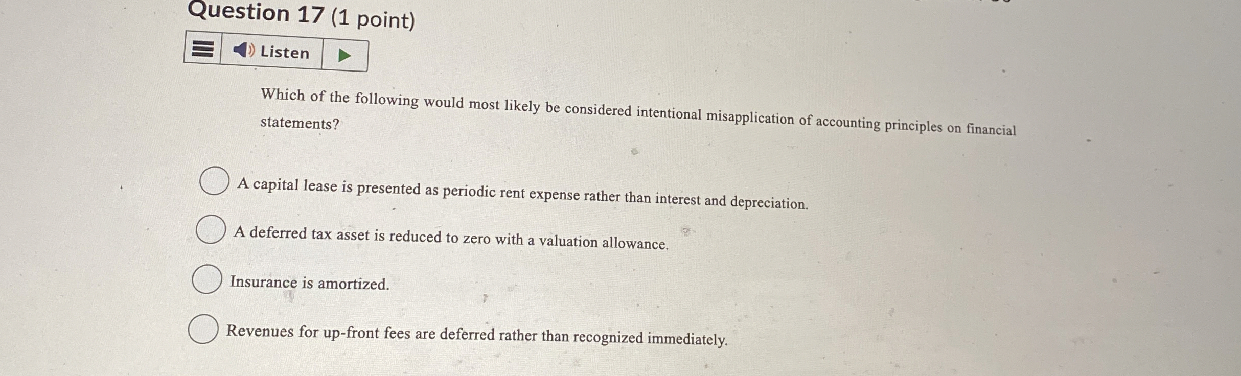 Solved Question 17 (1 ﻿point)ListenWhich of the following | Chegg.com