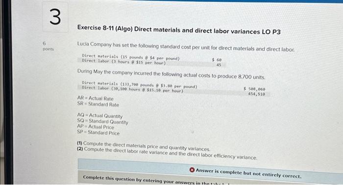 Solved Exercise 8-11 (Algo) Direct materials and direct | Chegg.com