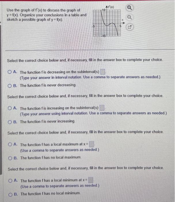Solved Use the graph of f′(x) to discuss the graph of | Chegg.com