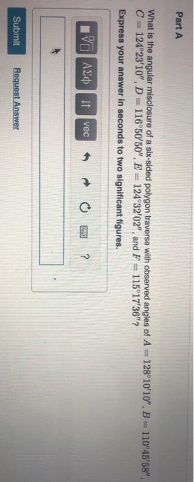 Solved Part A What is the angular misclosure of a six-sided | Chegg.com