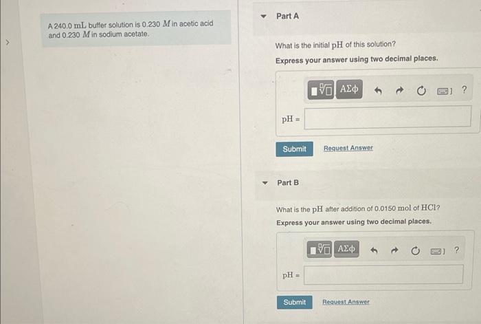 Solved A 240.0 mL buffer solution is 0.230M in acetic acid | Chegg.com