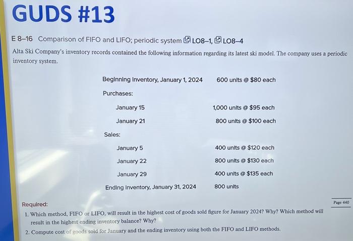 Solved E 8-16 Comparison of FIFO and LIFO; periodic system 벼 | Chegg.com