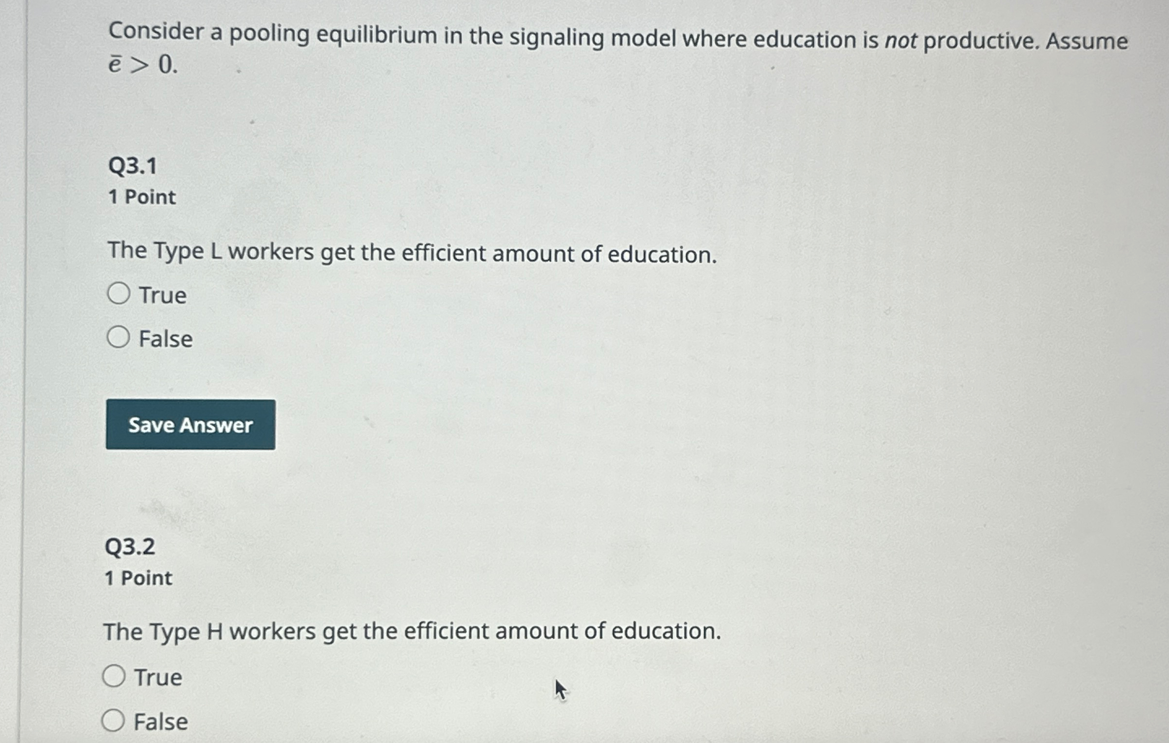 Solved Consider a pooling equilibrium in the signaling model | Chegg.com