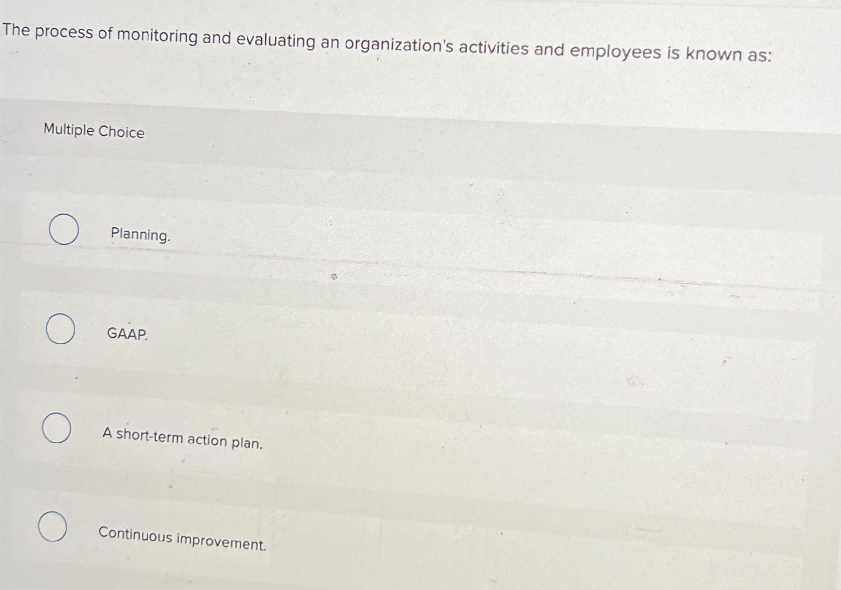 Solved The process of monitoring and evaluating an | Chegg.com