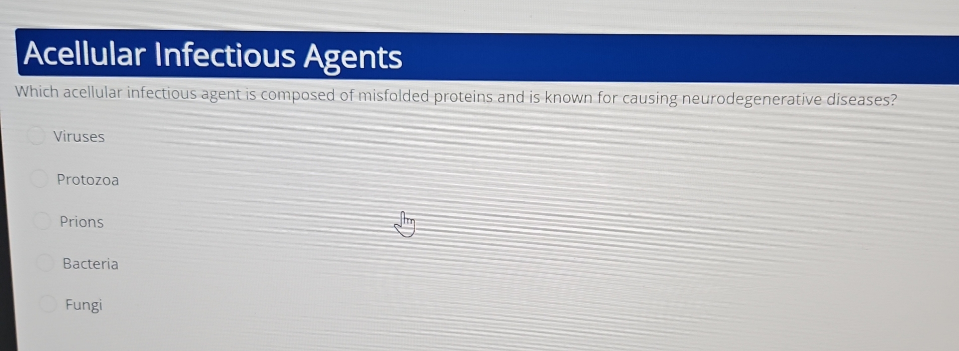 Solved Acellular Infectious AgentsWhich acellular infectious | Chegg.com