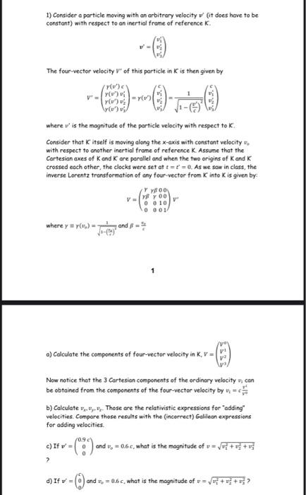 Solved 1) Consider a particle moving with an arbitrary | Chegg.com