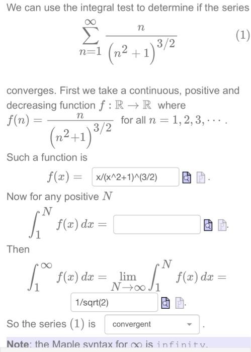 Solved We can use the integral test to determine if the | Chegg.com
