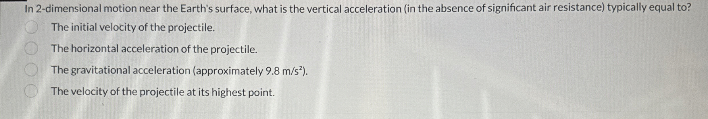 Solved In 2-dimensional motion near the Earth's surface, | Chegg.com