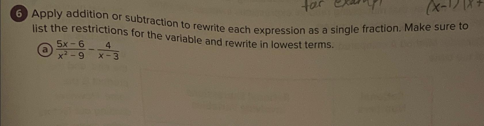 Solved 6 ﻿Apply addition or subtraction to rewrite each | Chegg.com