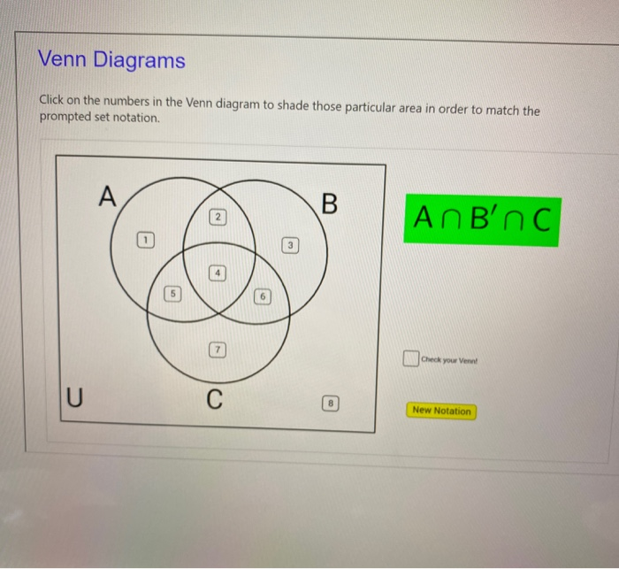 Solved Venn Diagrams Click on the numbers in the Venn | Chegg.com