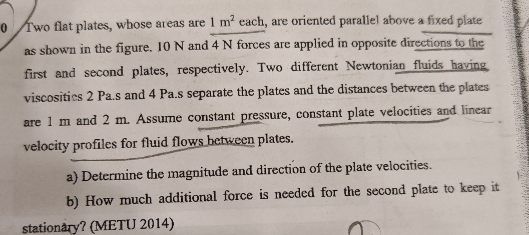 Two flat plates, whose areas are 1m2 ﻿each, are | Chegg.com