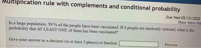 Solved Multiplication rule with complements and conditional | Chegg.com