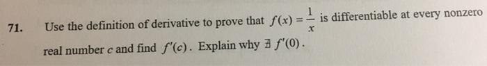 Solved 71. Use the definition of derivative to prove that | Chegg.com