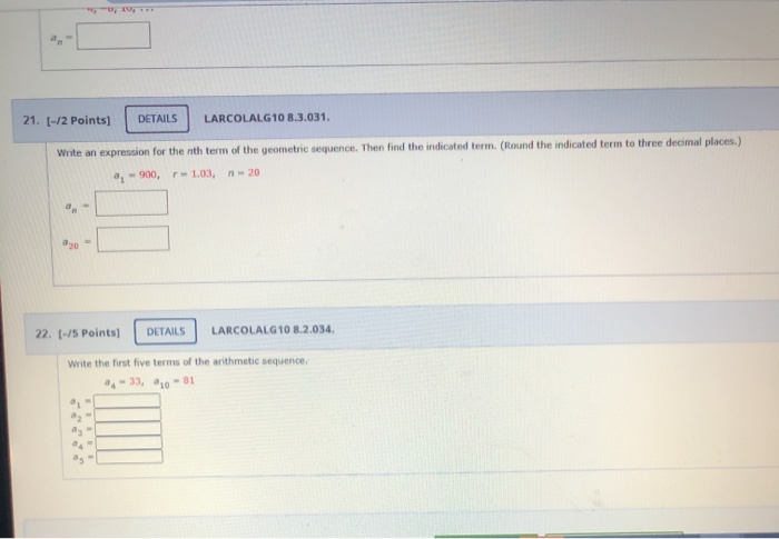 Solved 21. [-12 Points) DETAILS LARCOLALG10 8.3.031. Write | Chegg.com
