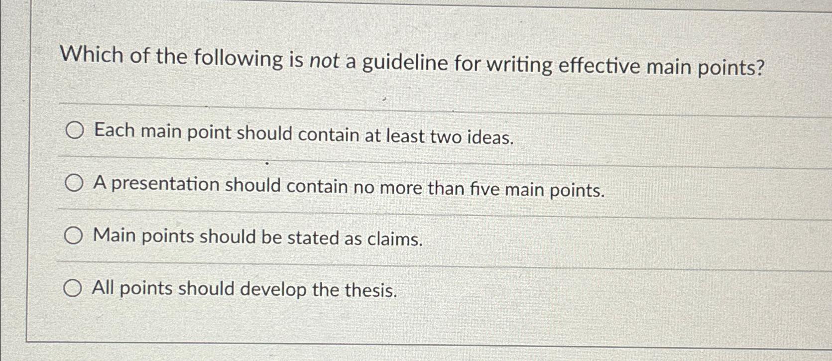 Solved Which of the following is not a guideline for writing | Chegg.com