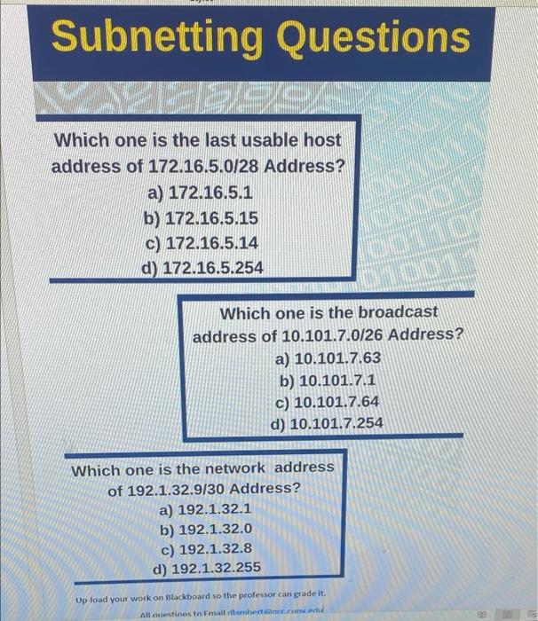Solved Subnetting Questions Which one is the last usable | Chegg.com