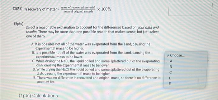 (3pts) Determination of Mass of SiO2 Recovered from | Chegg.com