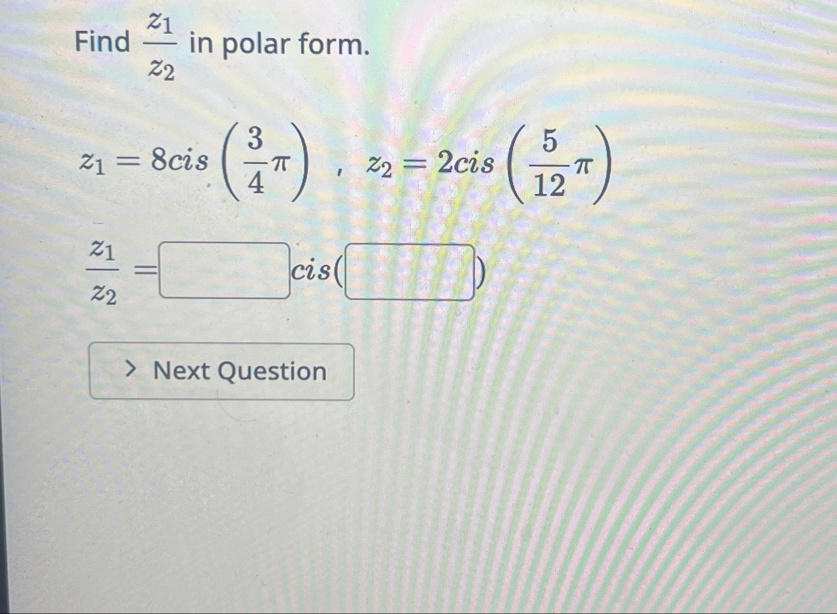 Solved Find z1z2 ﻿in polar form. | Chegg.com