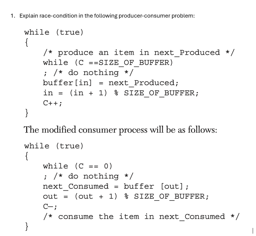 Solved Explain race-condition in the following | Chegg.com