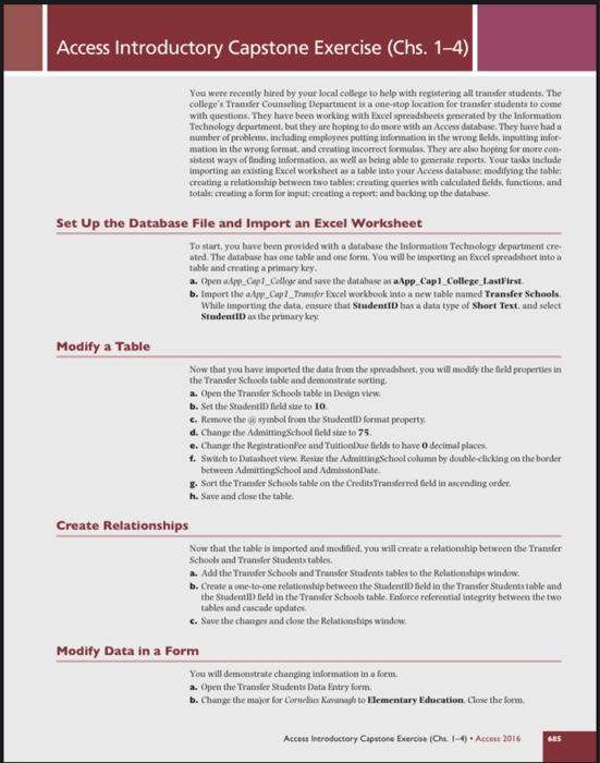 Access Introductory Capstone Exercise (Chs 1-4) You | Chegg.com