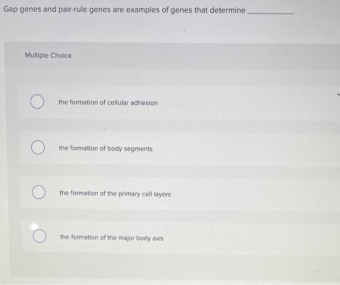 Solved Gap genes and pair-rule genes are examples of genes | Chegg.com