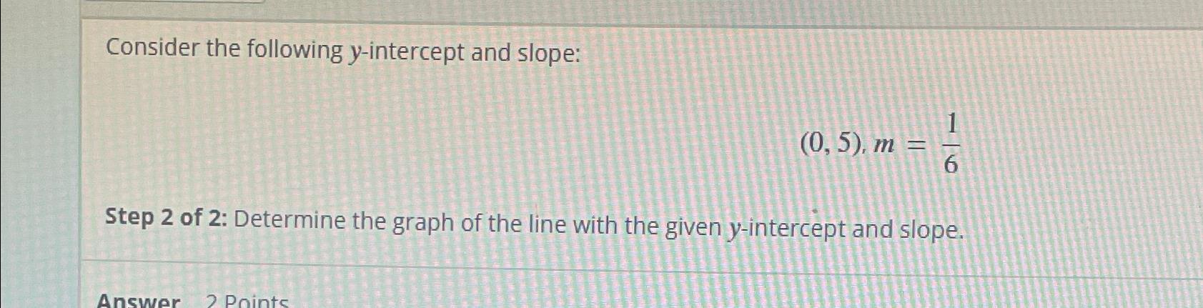 Solved Consider the following y-intercept and | Chegg.com