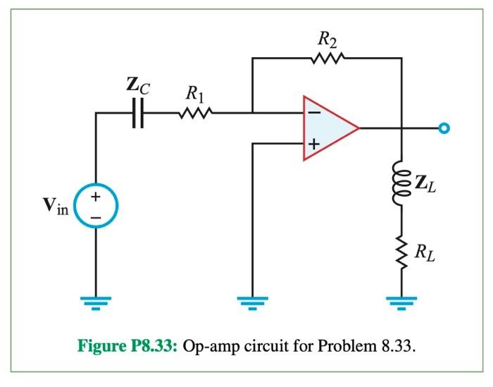 Solved *8.33 In the phasor-domain op-amp circuit shown in | Chegg.com