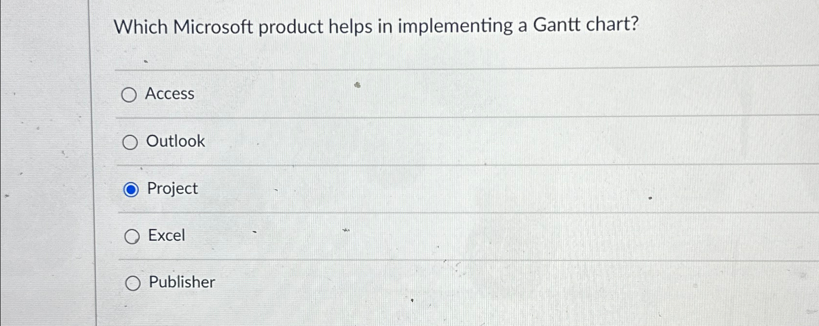 Solved Which Microsoft product helps in implementing a Gantt | Chegg.com