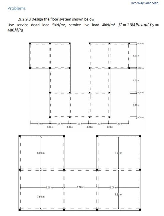 Solved Two Way Solid Slab Problems -9.2,9.3 Design the floor | Chegg.com