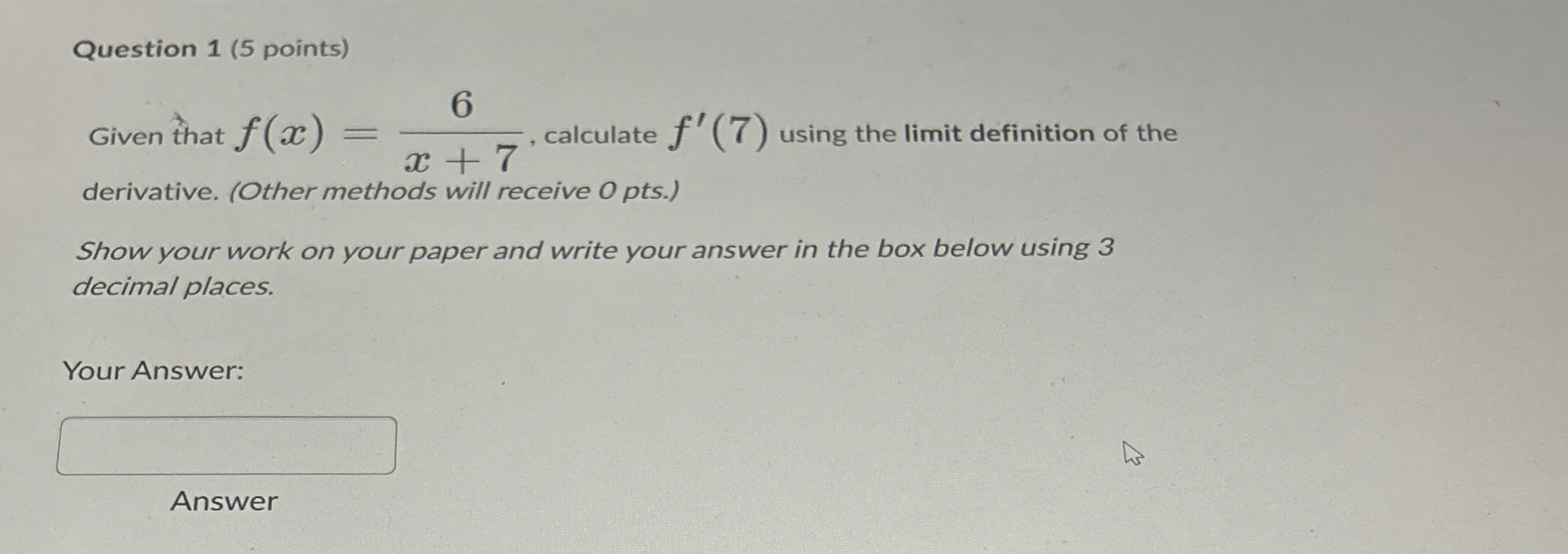 Solved Question 1 (5 ﻿points)Given that f(x)=6x+7, | Chegg.com