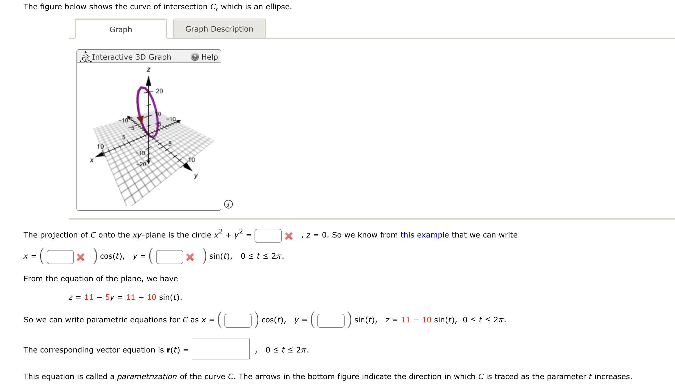 Solved The figure below shows the curve of intersection C, | Chegg.com