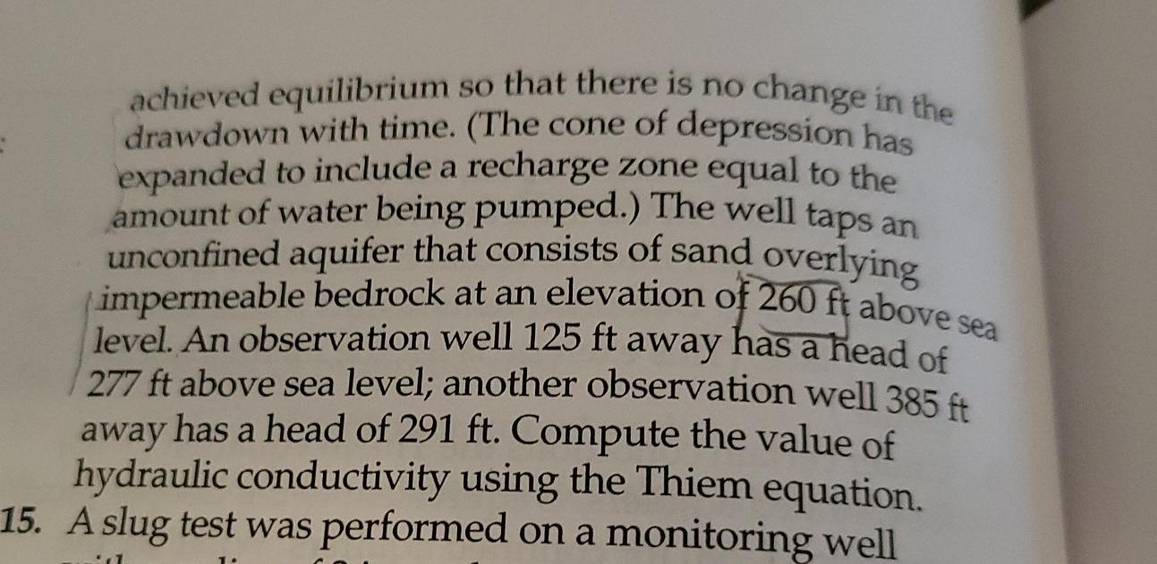 Solved Thiem equation 14. A well that pumps at a constant | Chegg.com