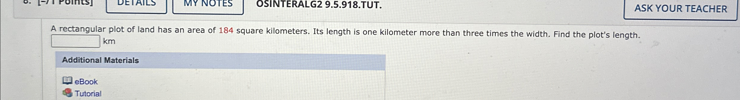 Solved A rectangular plot of land has an area of 184 ﻿square | Chegg.com