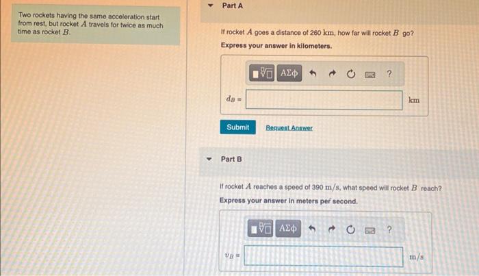 Solved Two rockets having the same acceloration start from | Chegg.com