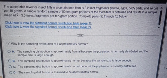 Solved 100%+θφThe acceptable level for insect filth in a | Chegg.com