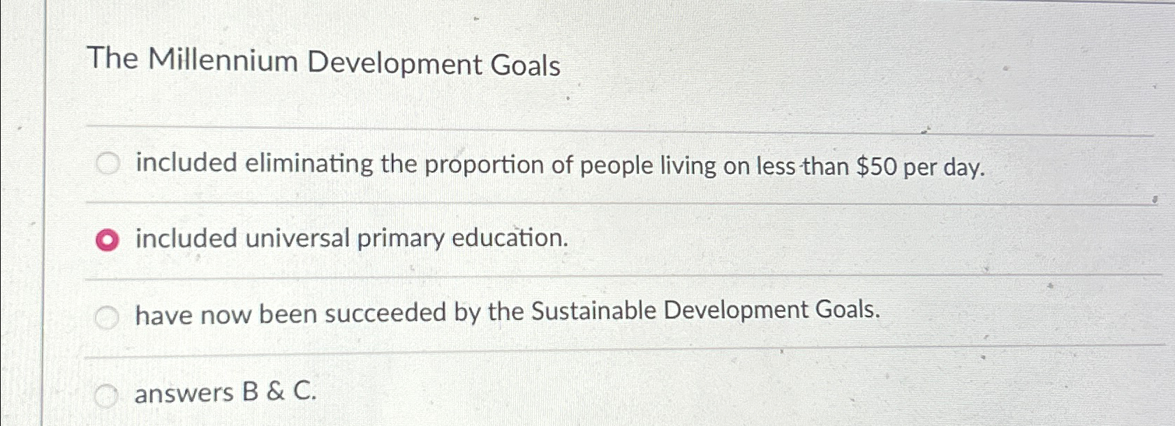 Solved The Millennium Development Goalsincluded eliminating | Chegg.com