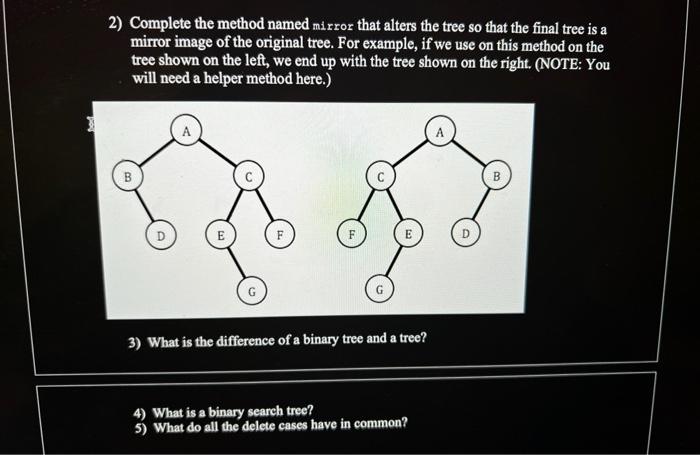 Solved 1) What is output using the preorder, inorder and | Chegg.com