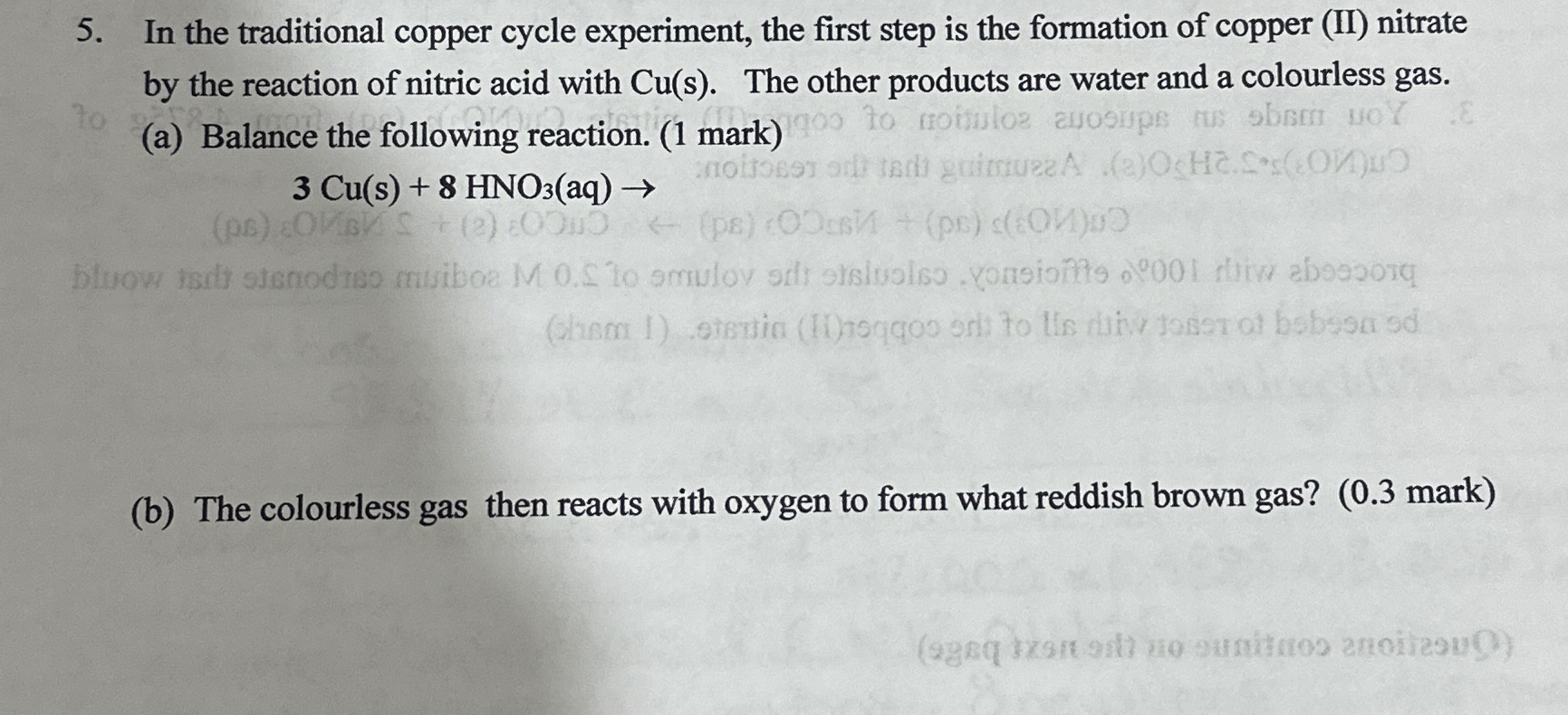 Solved In the traditional copper cycle experiment, the first | Chegg.com