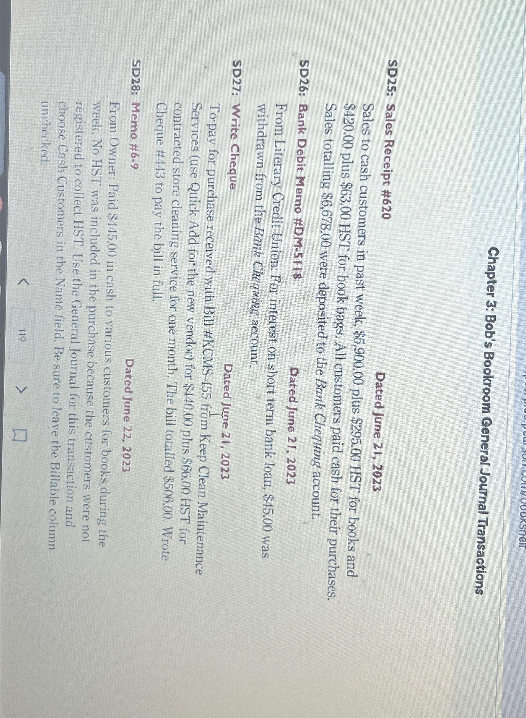 Solved Chapter 3: Bob's Bookroom General Journal | Chegg.com