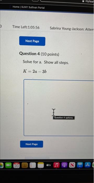 Solved Question 4 ( 10 points) Solve for a. Show all steps. | Chegg.com