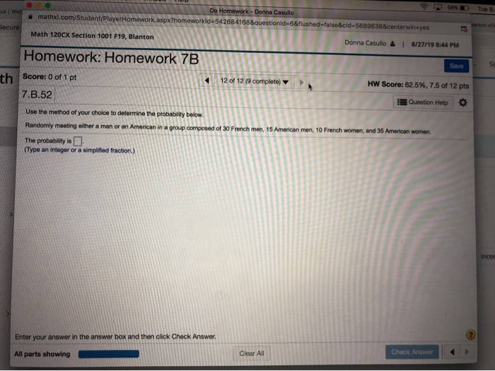 Solved Sex us Wet Do Homework - Donna Casullo | Chegg.com
