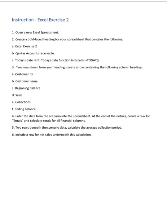 Solved Excel Exercise 2 Goal: Create a worksheet that shows | Chegg.com